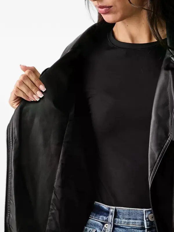 Dkny Patch-detail Biker Faux-leather Jacket