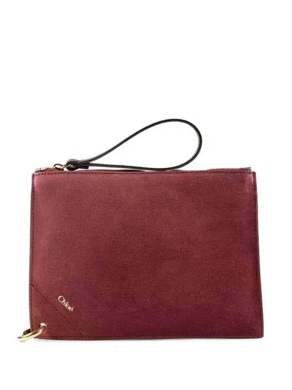 Chloé Logo-print Suede Clutch Bag