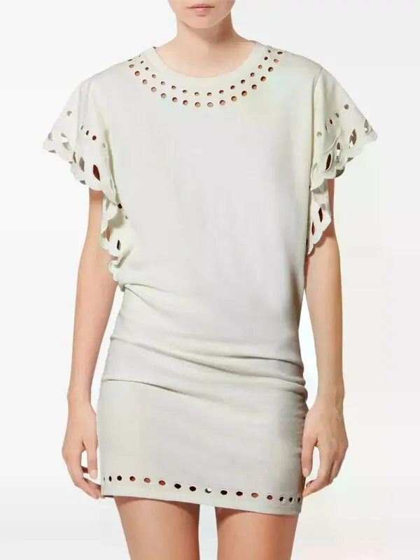 Isabel Marant Étoile Laser-cut Ruffled Mini Dress - Neutrals