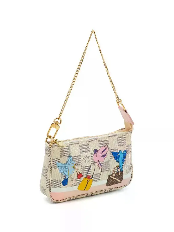 LOUIS VUITTON 2018 Mini Pochette Accessoires Christmas Damier Azur Shoulder Bag - White