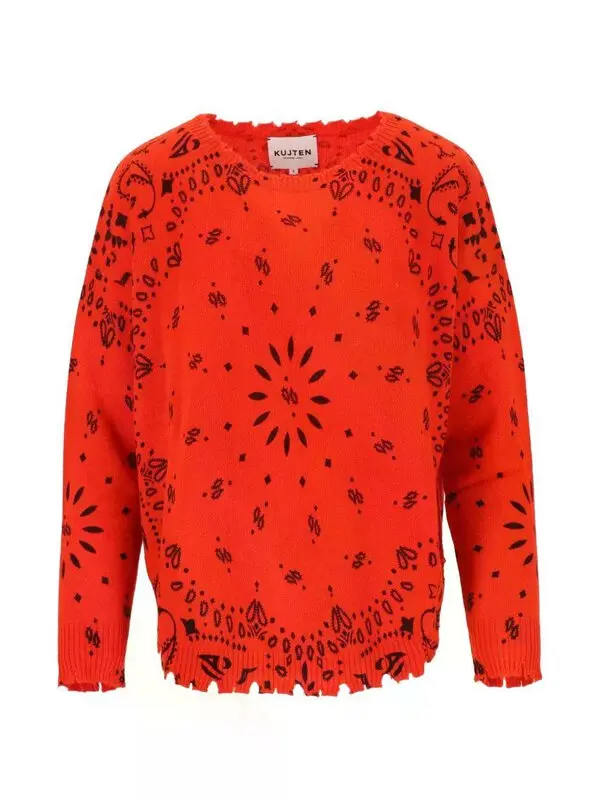 KUJTEN Mela Bandana-print Sweater - Orange
