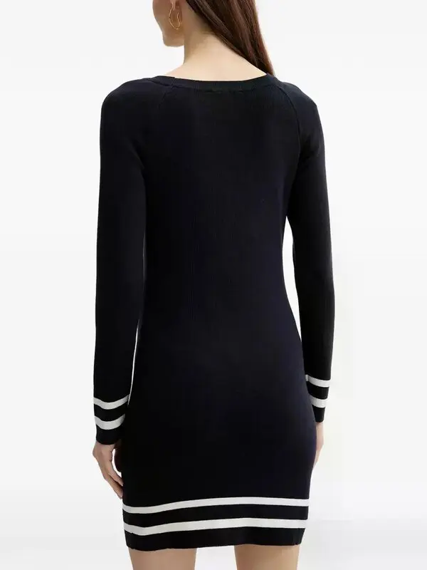 MORGAN Button-embellished Striped-trim Mini Dress