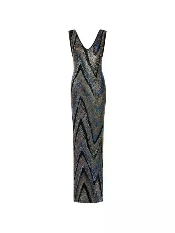 Missoni Zigzag-knit V-neck Maxi Dress - Black