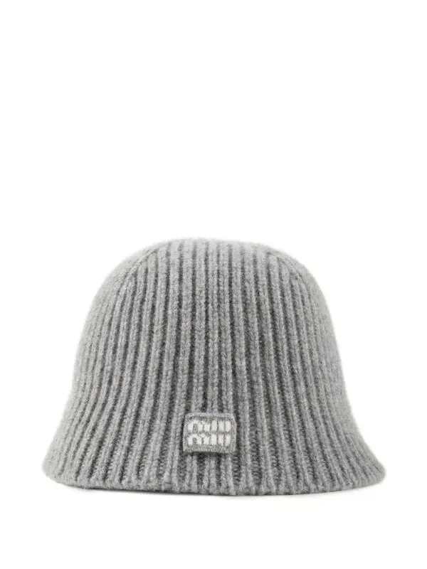 Miu Miu Logo-patch Beanie Hat - Grey