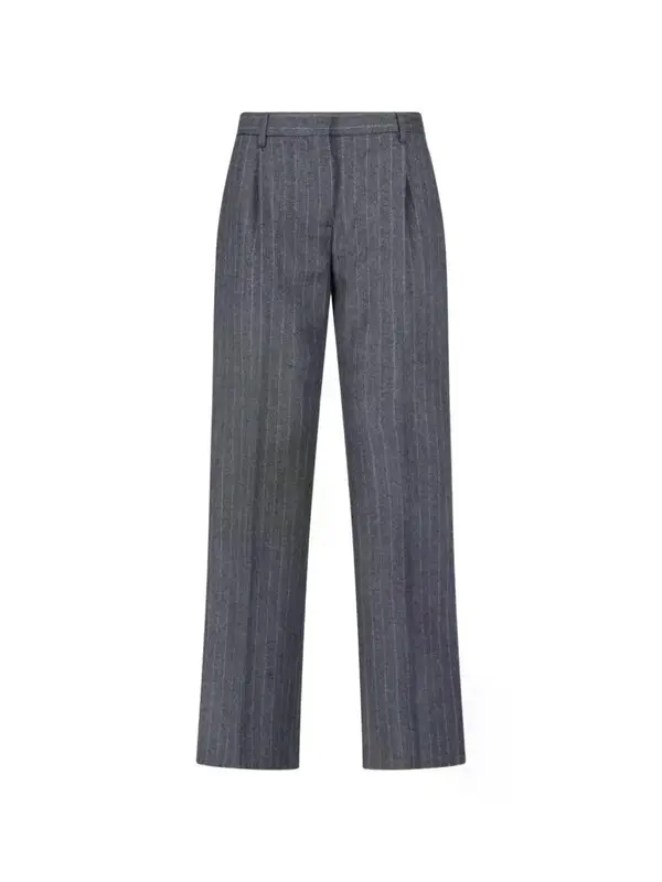 LARDINI Pinstripe-pattern Pleated Trousers - Grey
