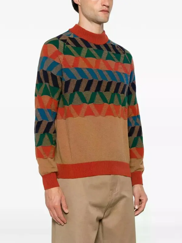 GALLIA Franz Geometric-pattern High-neck Sweater