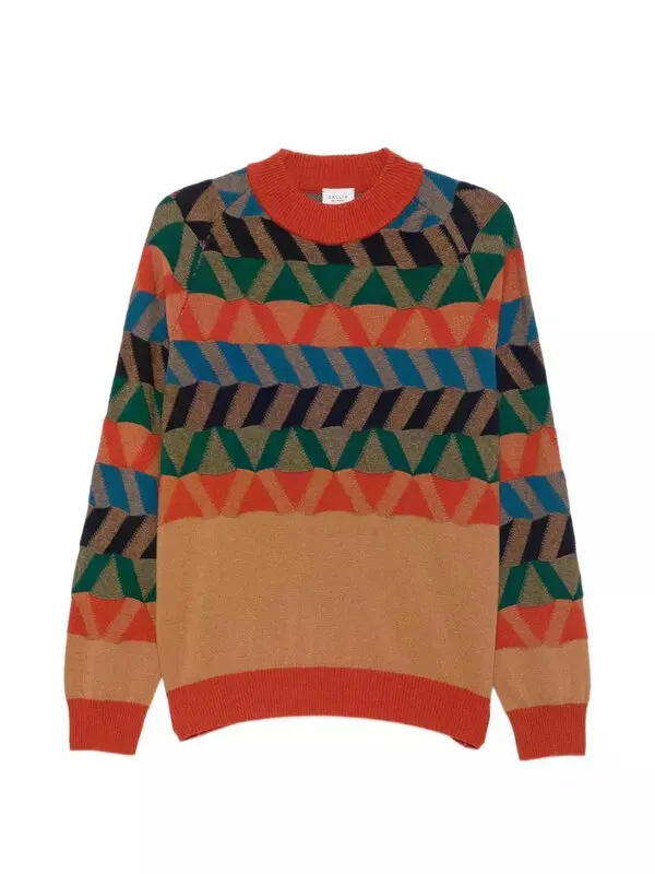 GALLIA Franz Geometric-pattern High-neck Sweater