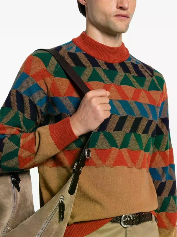 GALLIA Franz Geometric-pattern High-neck Sweater