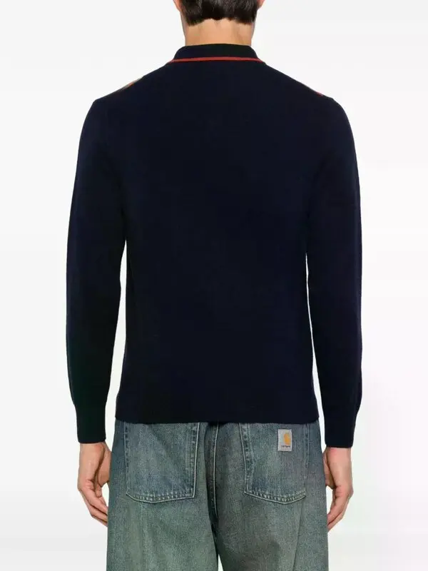 GALLIA Chevron-knit Polo Sweater