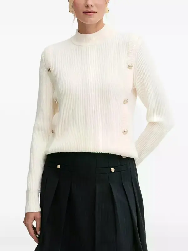 MORGAN Button-detail Ribbed-knit Sweater