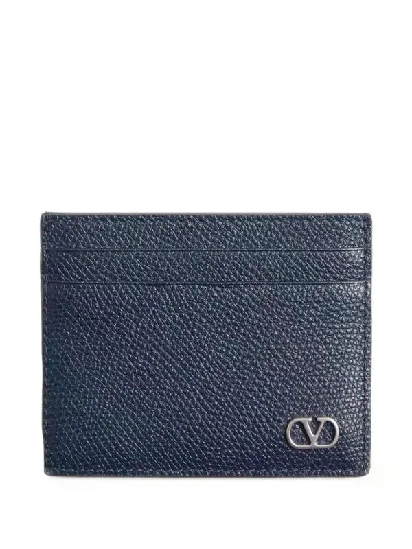Valentino Garavani Vlogo Signature Leather Card Holder - Blue