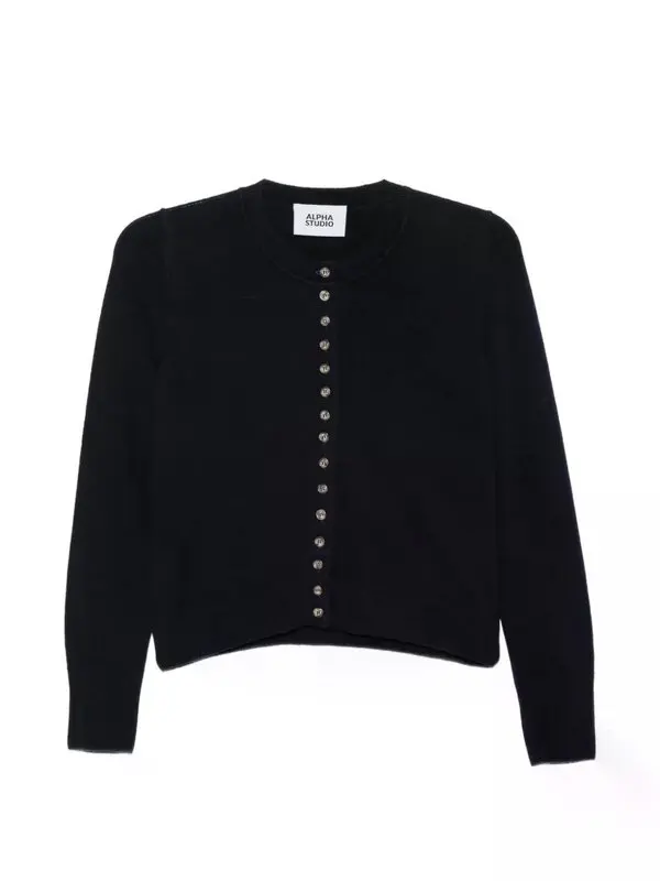 Alpha Studio Button-up Crew-neck Sweater