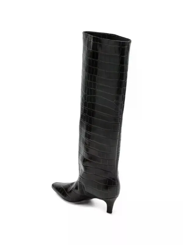 TOTEME Croco-embossed Wide Shaft Boots Dark - Brown