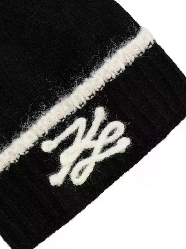 Karl Lagerfeld Logo-embroidered Ribbed Beanie Hat