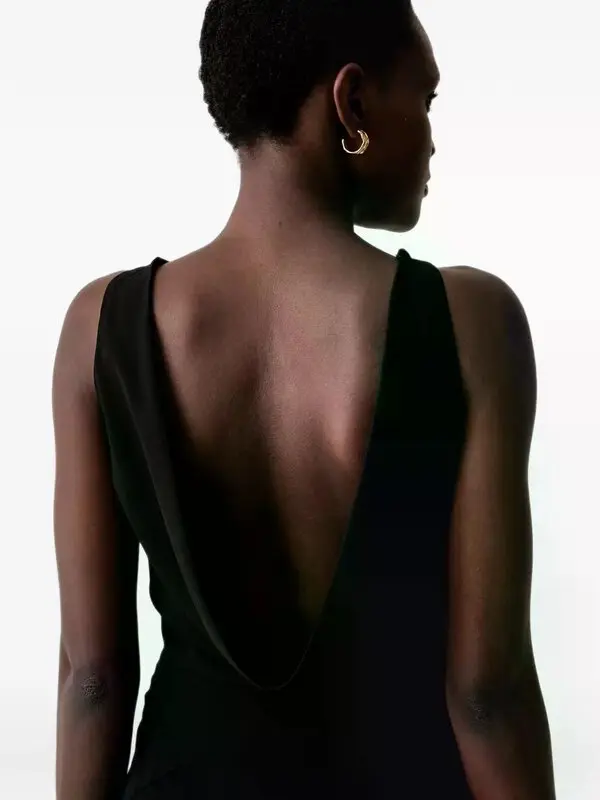 NEVER FULLY DRESSED Cowl-neck Ruffled Dress