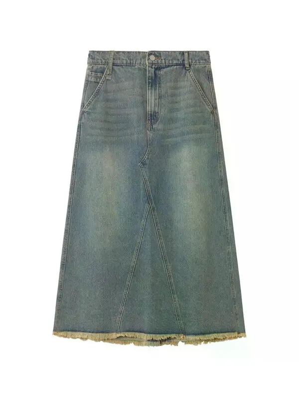 Izzue Frayed Panelled Denim Skirt
