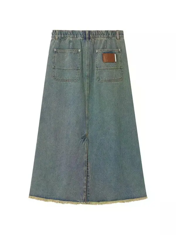 Izzue Frayed Panelled Denim Skirt