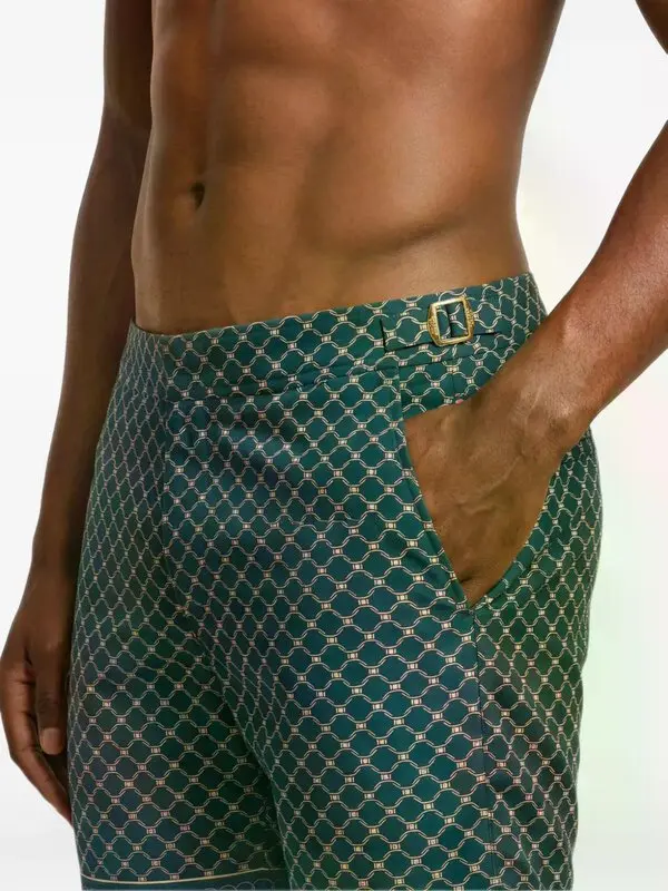 Orlebar Brown Bulldog Tessoro Border-print Swim Shorts - Green