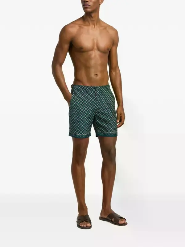 Orlebar Brown Bulldog Tessoro Border-print Swim Shorts - Green