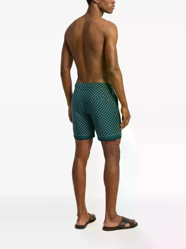 Orlebar Brown Bulldog Tessoro Border-print Swim Shorts - Green