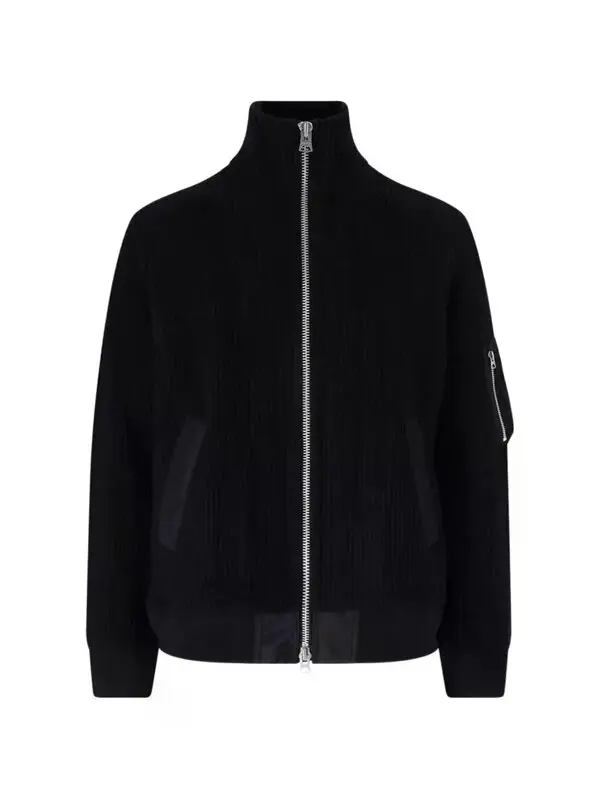 Sacai Ribbed-knit Panelled Jacket