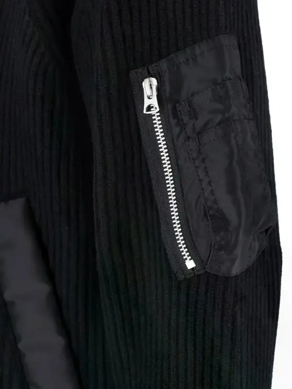 Sacai Ribbed-knit Panelled Jacket
