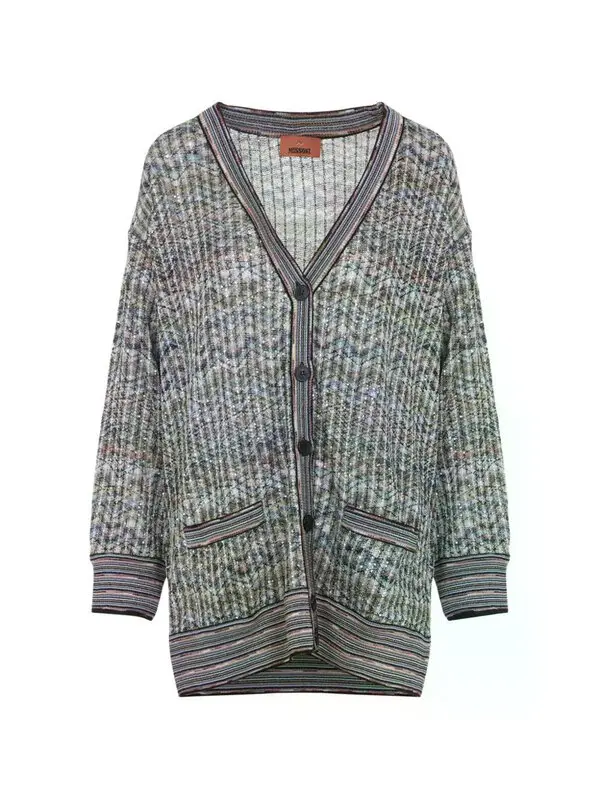 Missoni Oversized Viscose-blend Cardigan With Sequins - Grey