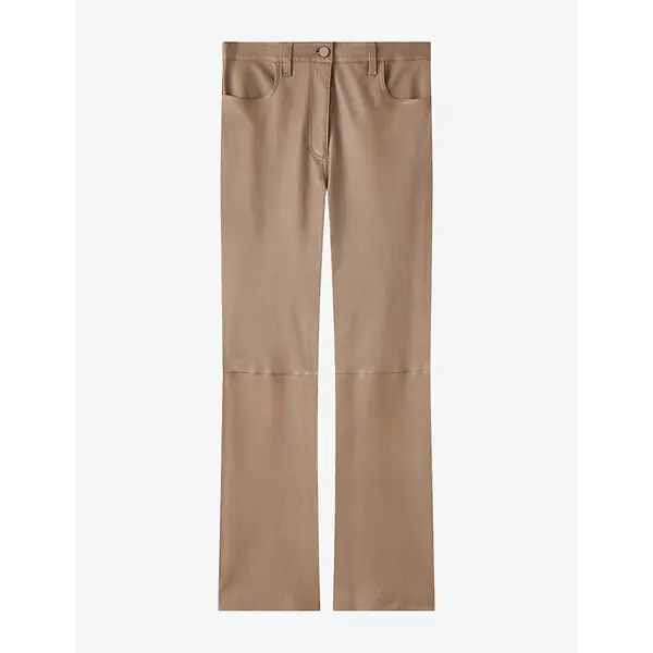 JOSEPH Duke Flared-leg Mid-rise Leather Trousers