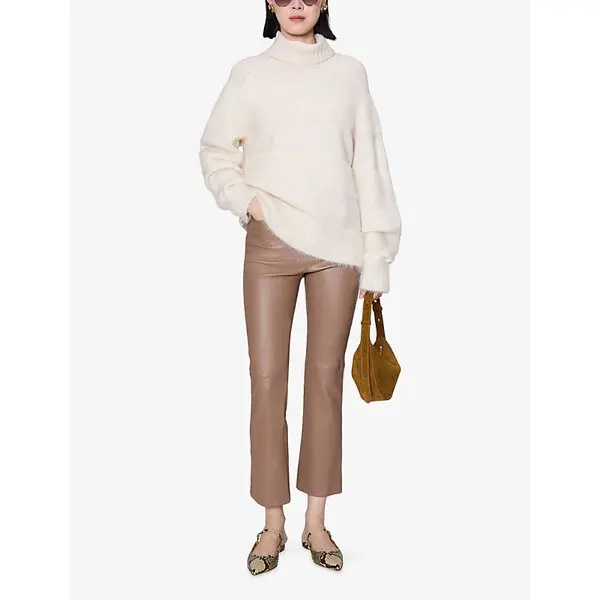 JOSEPH Duke Flared-leg Mid-rise Leather Trousers