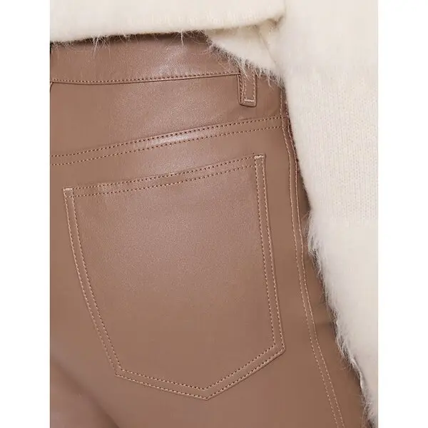 JOSEPH Duke Flared-leg Mid-rise Leather Trousers