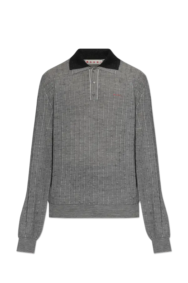 Marni Wool Long-sleeve Polo Shirt - Grey