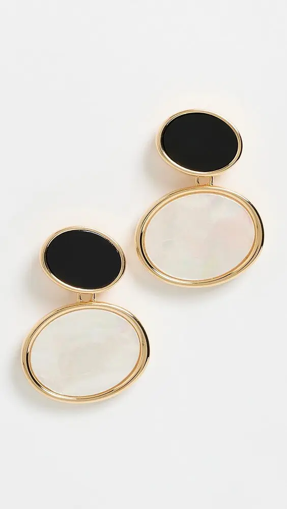 ADINA EDEN Mother-of-pearl Onyx Drop Earrings
