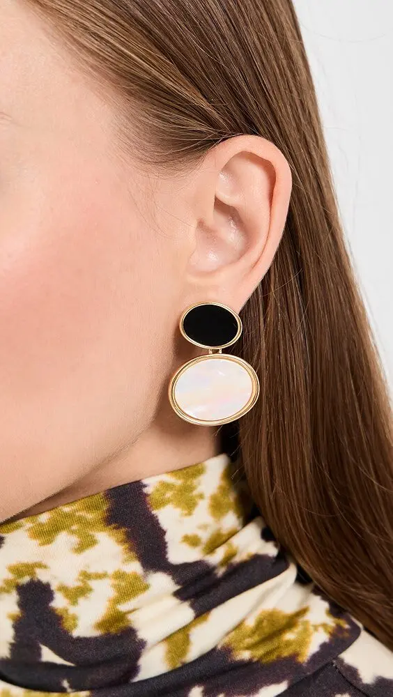 ADINA EDEN Mother-of-pearl Onyx Drop Earrings