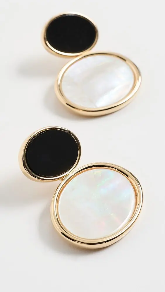 ADINA EDEN Mother-of-pearl Onyx Drop Earrings