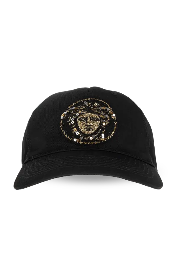 Versace Baseball Cap With Gold Medusa Emblem