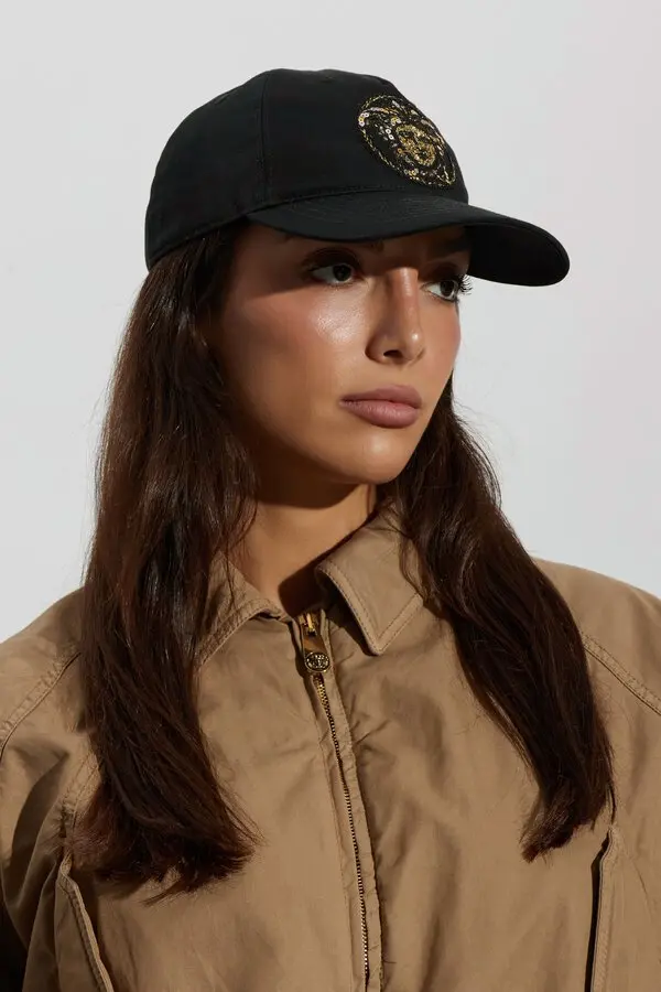 Versace Baseball Cap With Gold Medusa Emblem