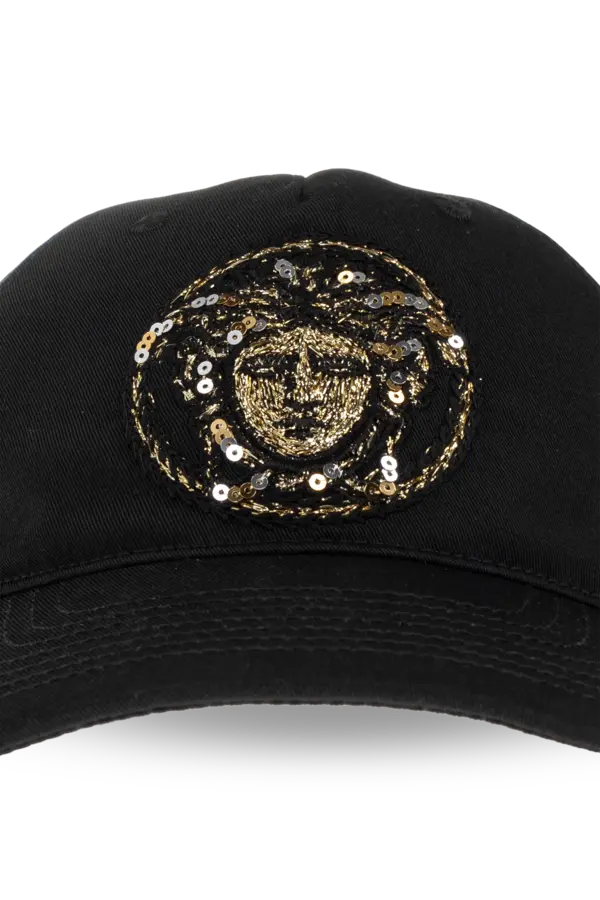 Versace Baseball Cap With Gold Medusa Emblem
