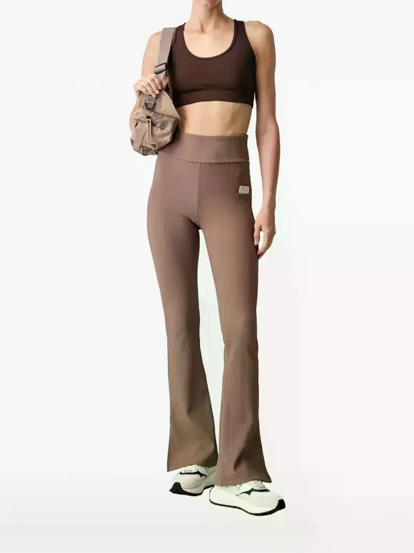 EA7 Ribbed-knit Flared Leggings