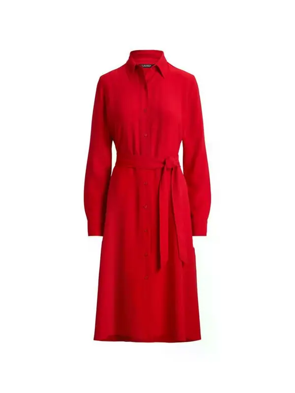 Ralph Lauren Belted Midi Dress - Red