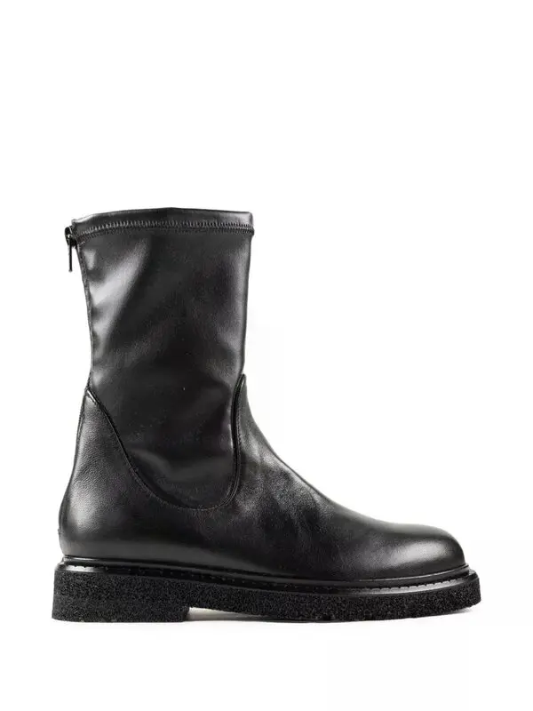 CHUCKIES Leather Rear-zip Ankle Boots