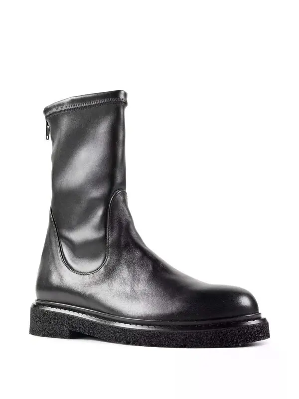 CHUCKIES Leather Rear-zip Ankle Boots