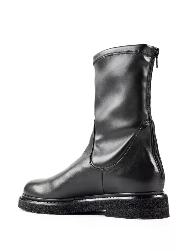 CHUCKIES Leather Rear-zip Ankle Boots