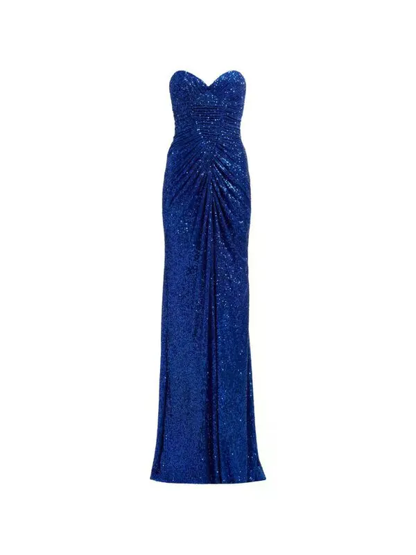 Elie Saab Sequin-embellished Draped Maxi Dress - Blue