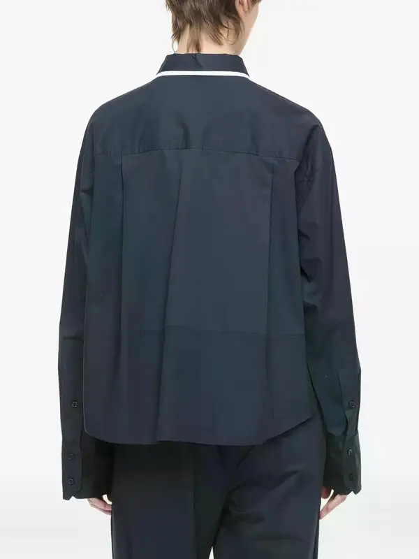 Plan C Contrast-trim Chest-pocket Shirt
