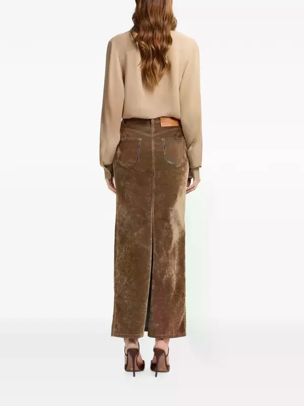 Elie Saab Flocked Denim Maxi Skirt