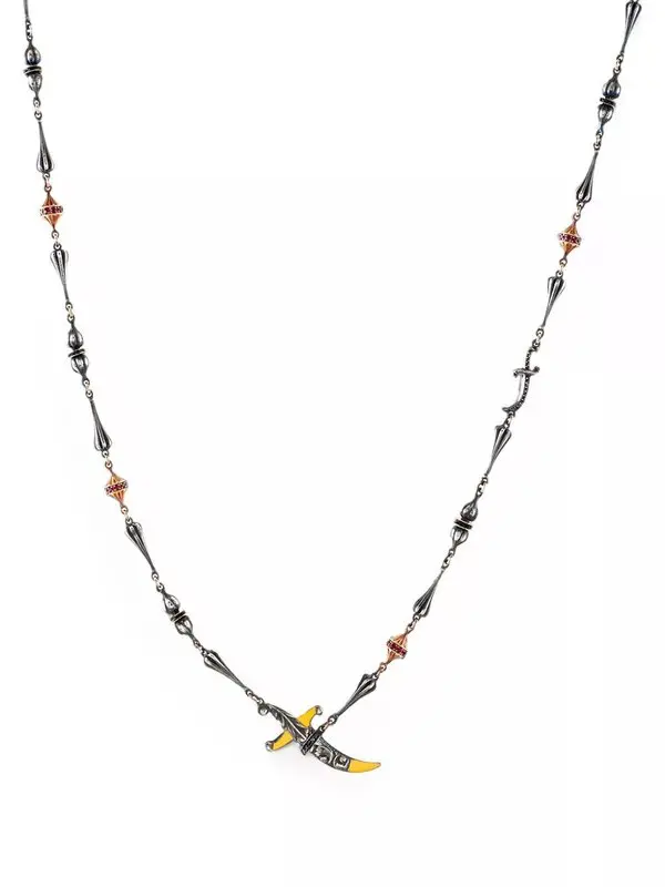 SEVAN BIÇAKÇI Ruby And Black Diamond Dagger Necklace - Gold