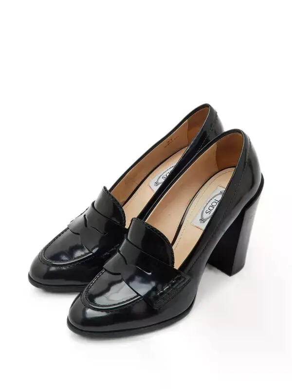 TOD'S Leather Block-heel Loafer Pumps