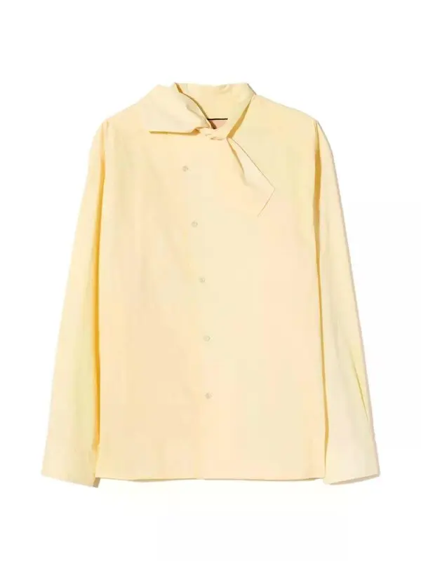 Plan C Asymmetric-fastening Tie-neck Shirt