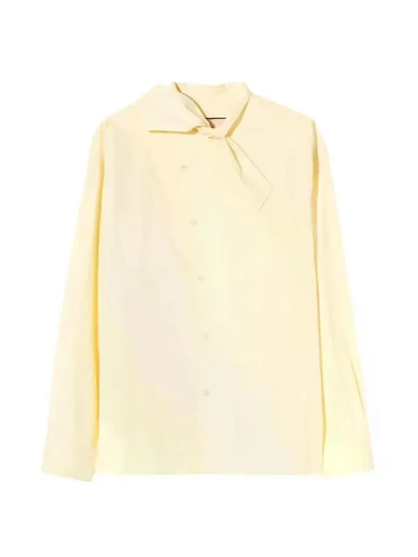 Plan C Asymmetric-fastening Tie-neck Shirt