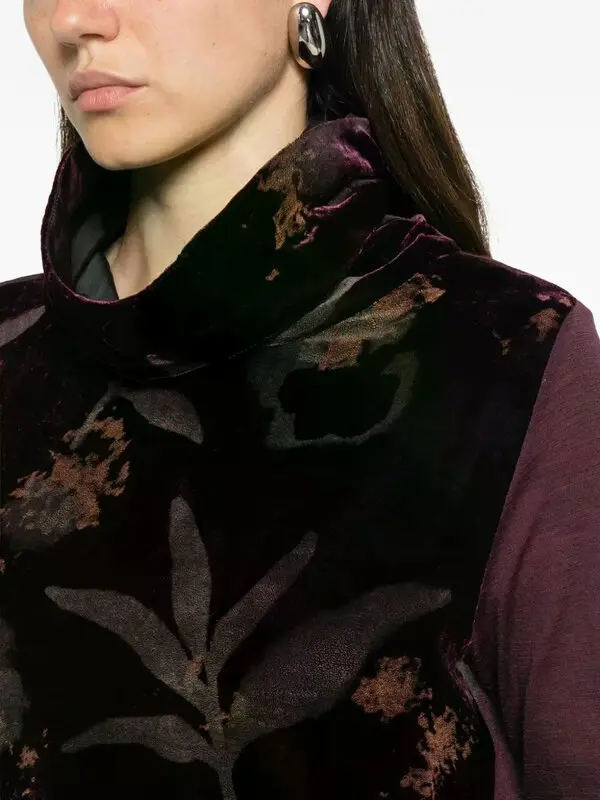 WHYCI Floral-print Velvet-panel Blouse